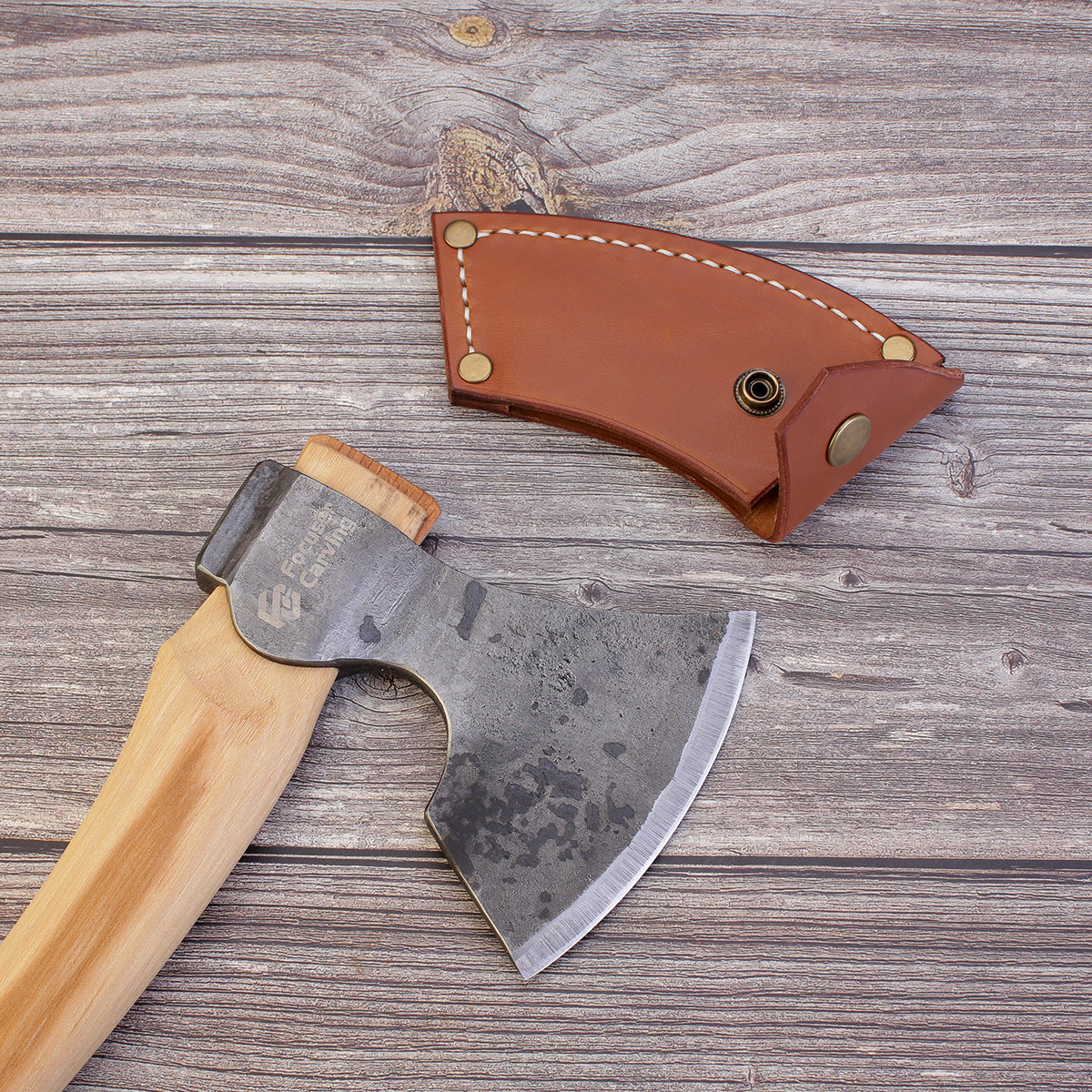 Green Woodworking Carving Axe With Leather Sheath FC501 – Focuser Carving